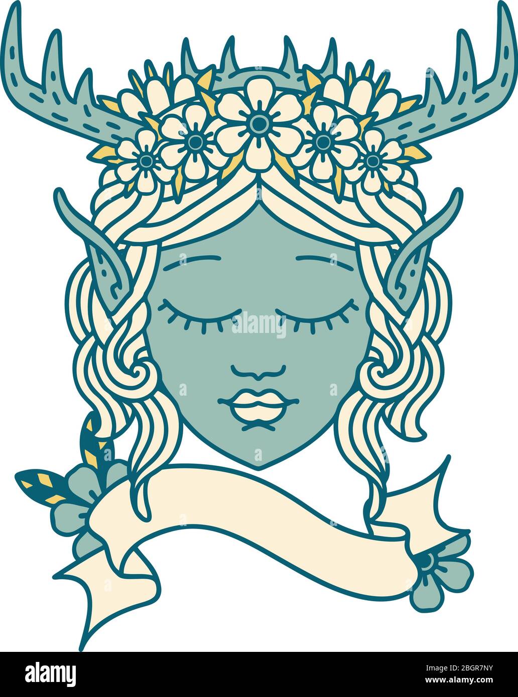 Retro Tattoo Style elf druid character face Stock Vector Image & Art ...
