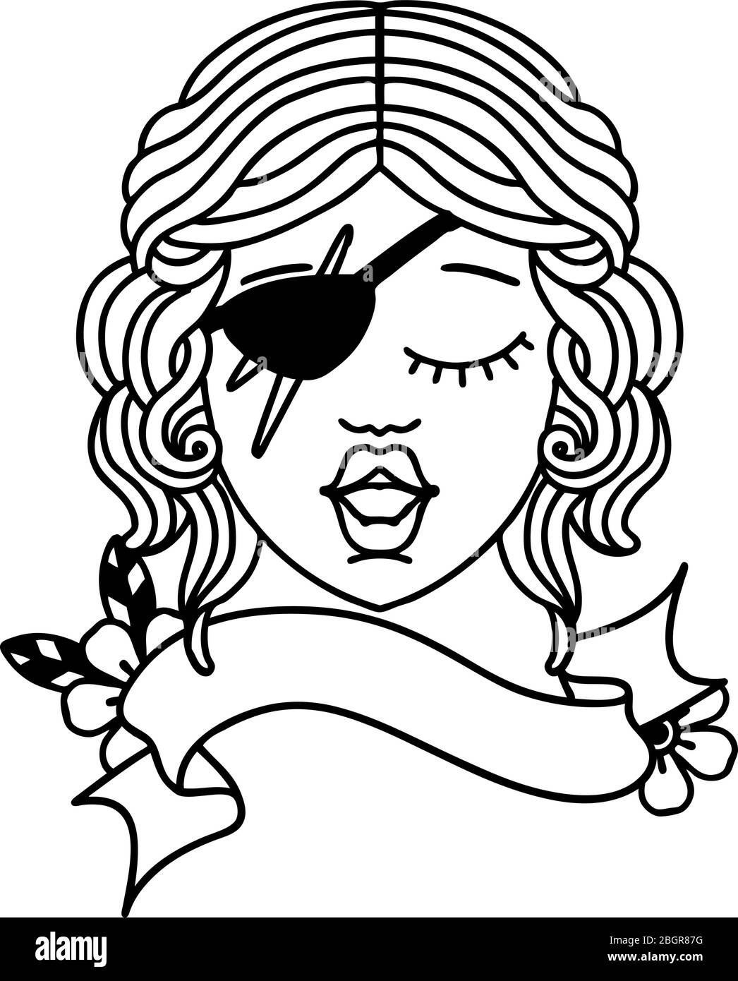 Black and White Tattoo linework Style human rogue character face Stock ...