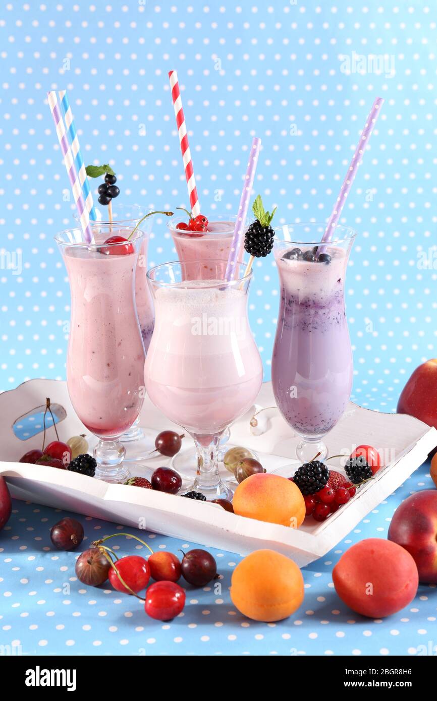 Delicious milkshakes, close-up Stock Photo - Alamy