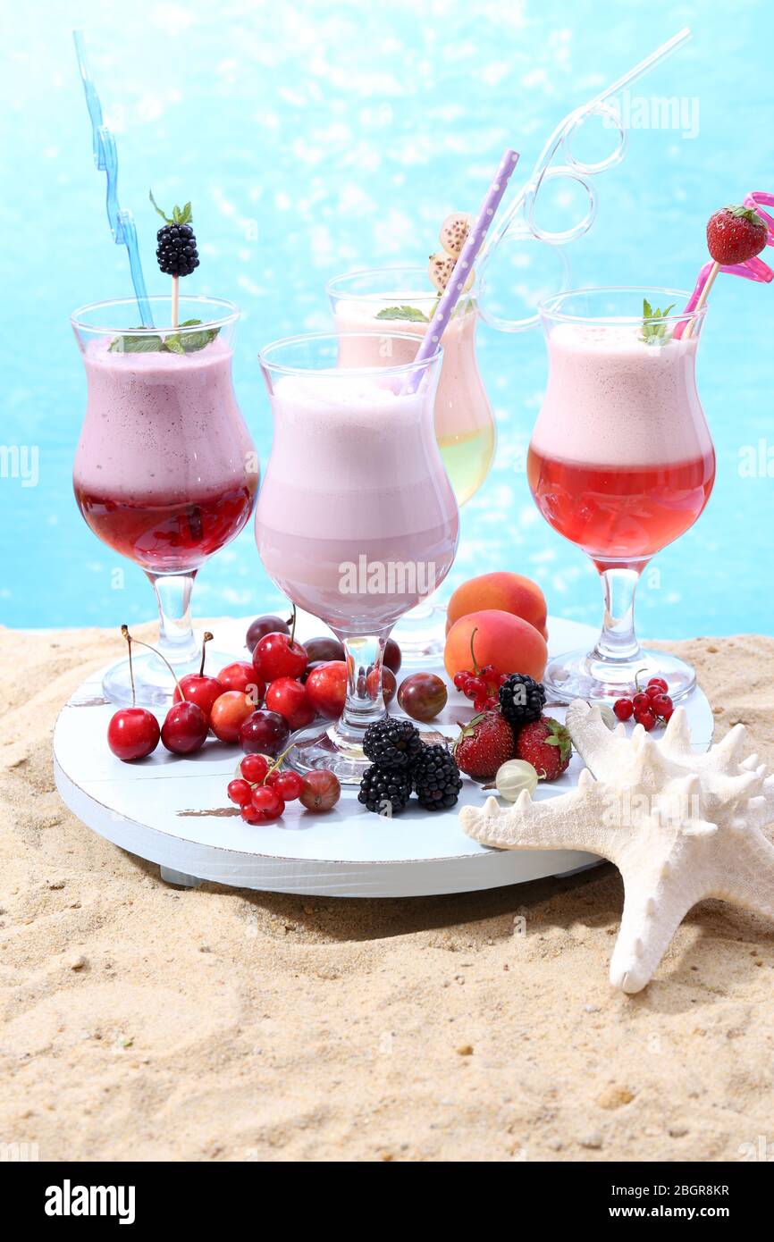 Delicious milkshakes, close-up Stock Photo - Alamy