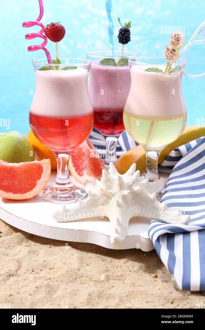 Delicious milkshakes, close-up Stock Photo - Alamy