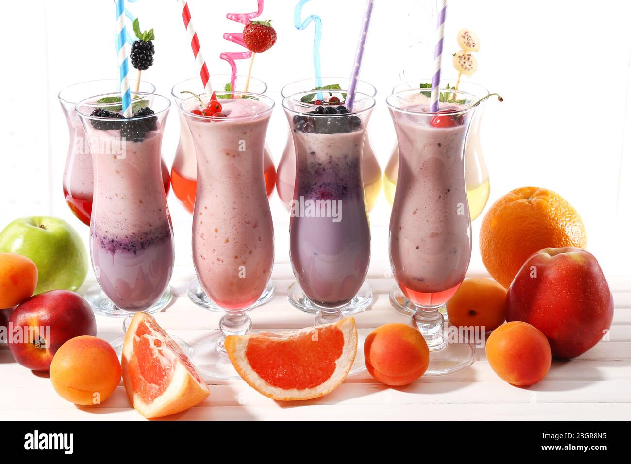 Delicious milkshakes, close-up Stock Photo - Alamy