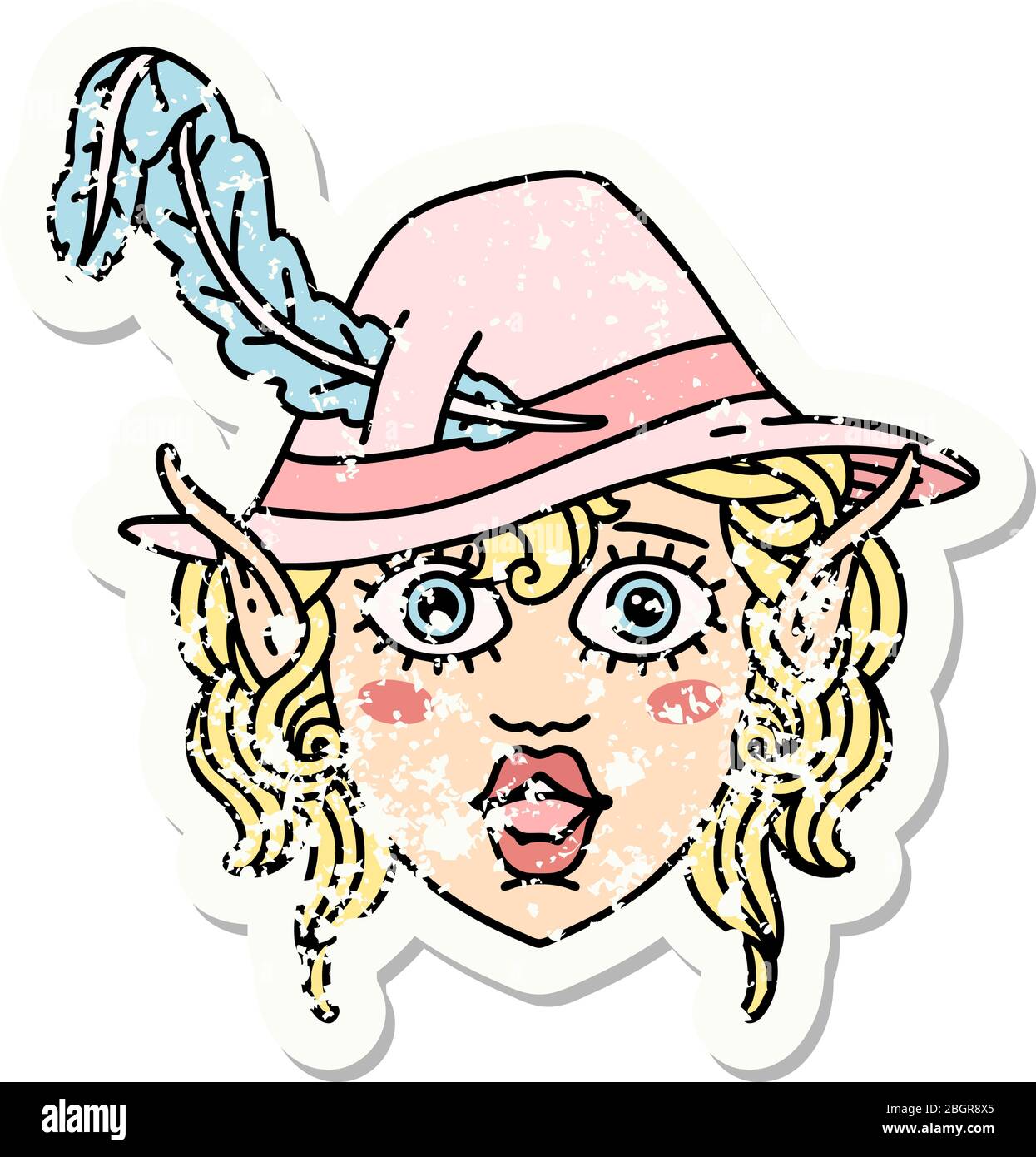 grunge sticker of a elf bard character face Stock Vector Image & Art ...