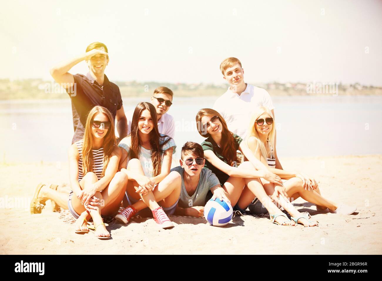 Happy Attractive Couple Beach Ball High Resolution Stock Photography ...