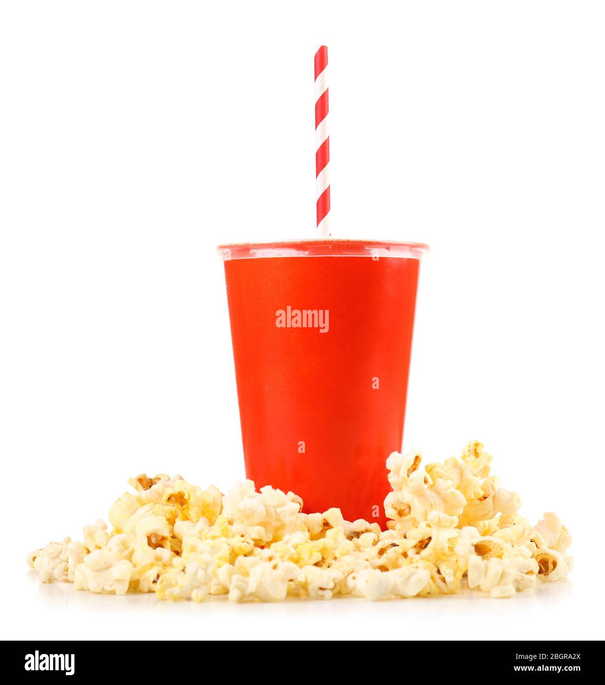 Popcorn and fast food drink isolated on white Stock Photo - Alamy