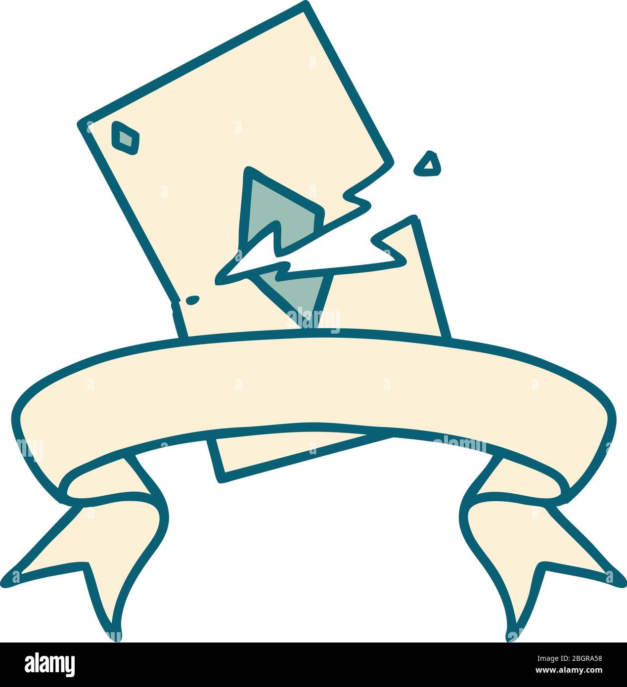 traditional tattoo with banner of a torn card Stock Vector Image & Art ...