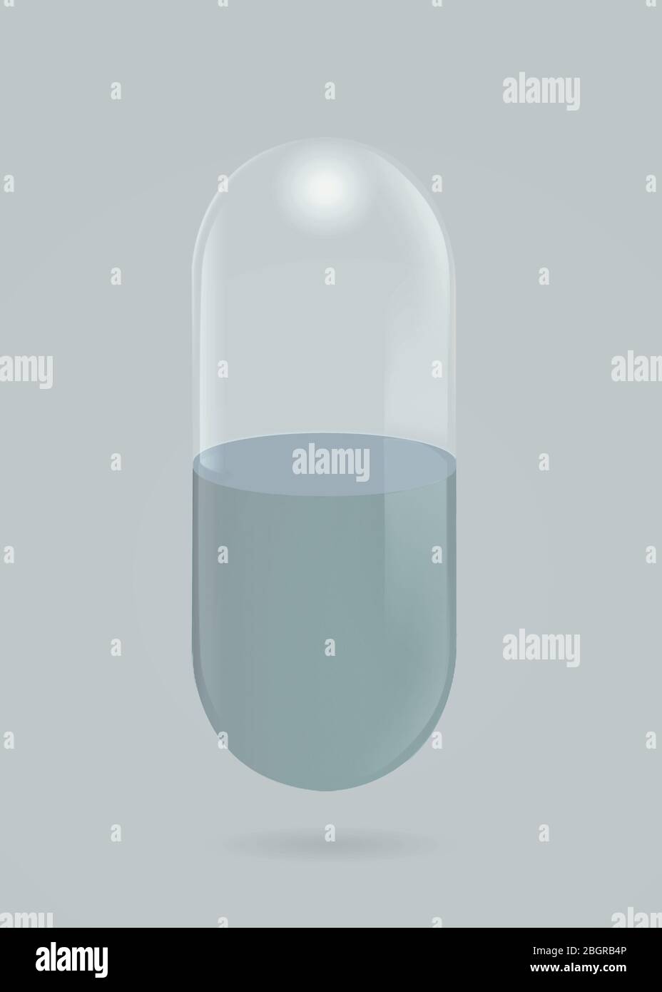 Empty transparent capsule pill on gray background Stock Photo - Alamy