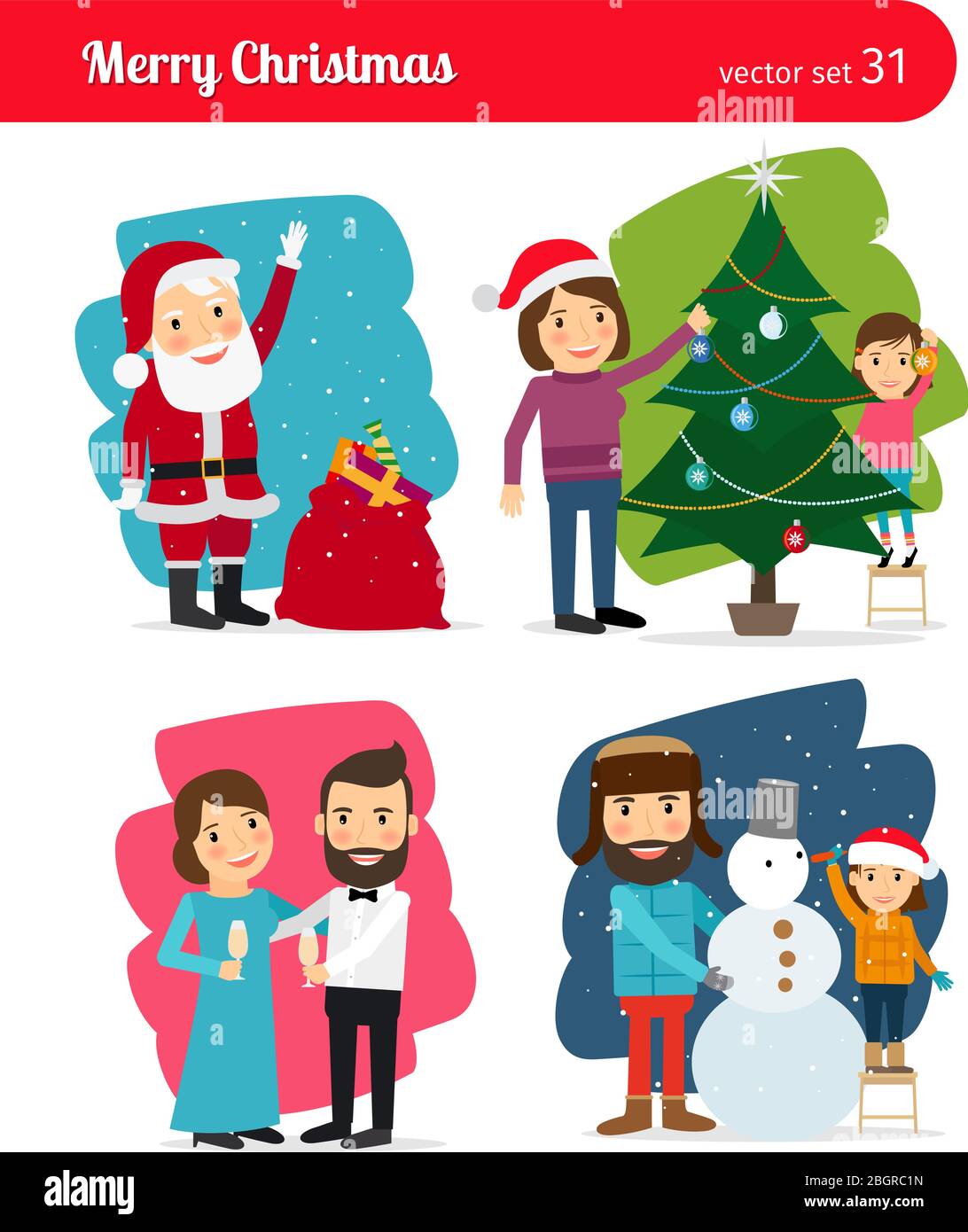 Christmas people. Santa and celebration, decoration of Christmas tree ...