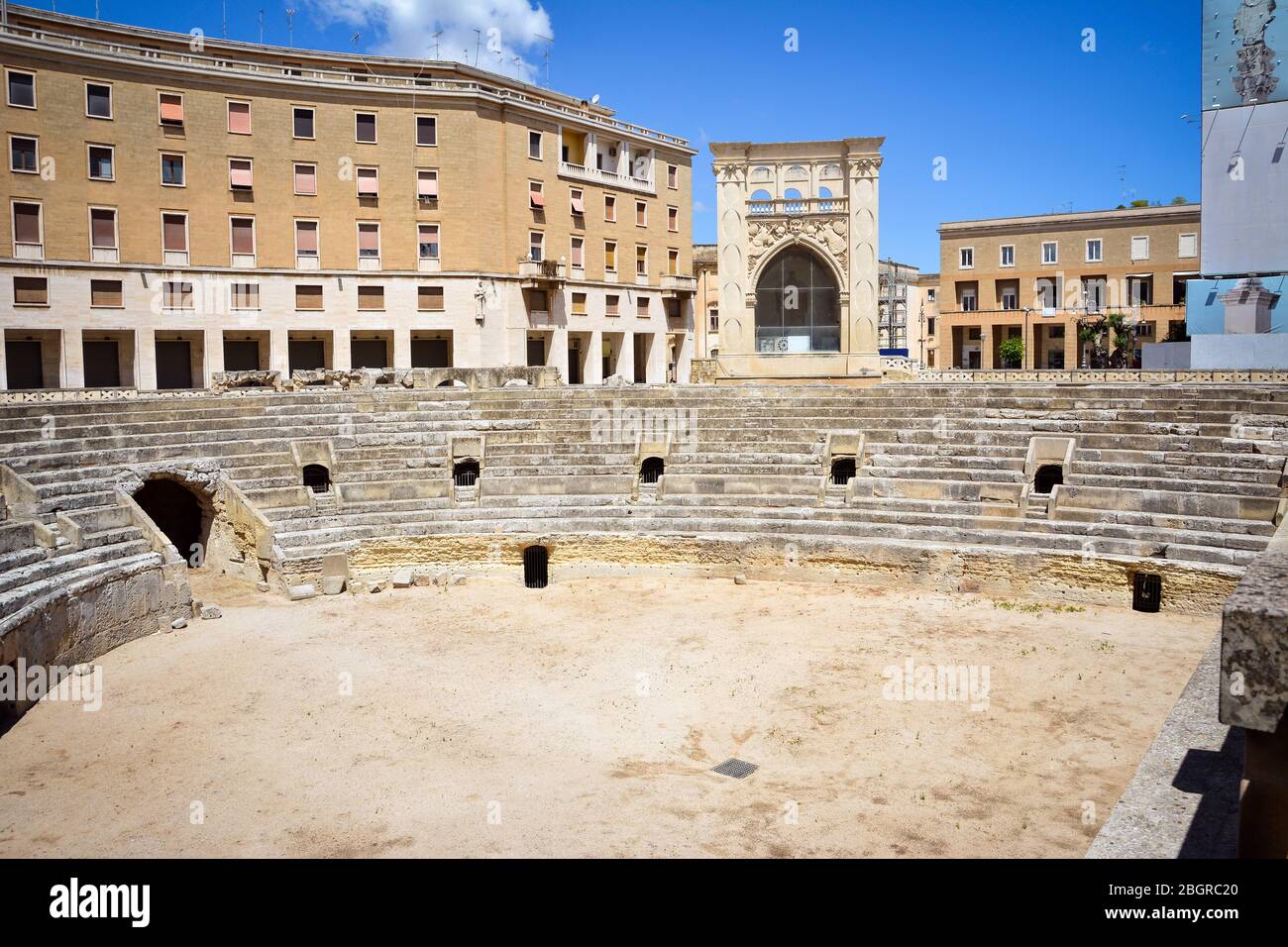 Panoramic view of the majestic Roman amphitheater of Lecce built during ...