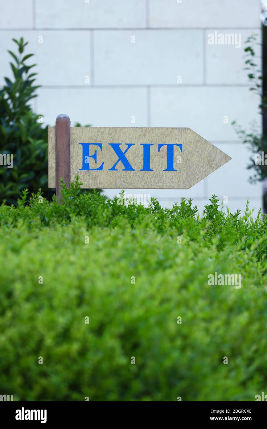 Exit sign at park Stock Photo - Alamy
