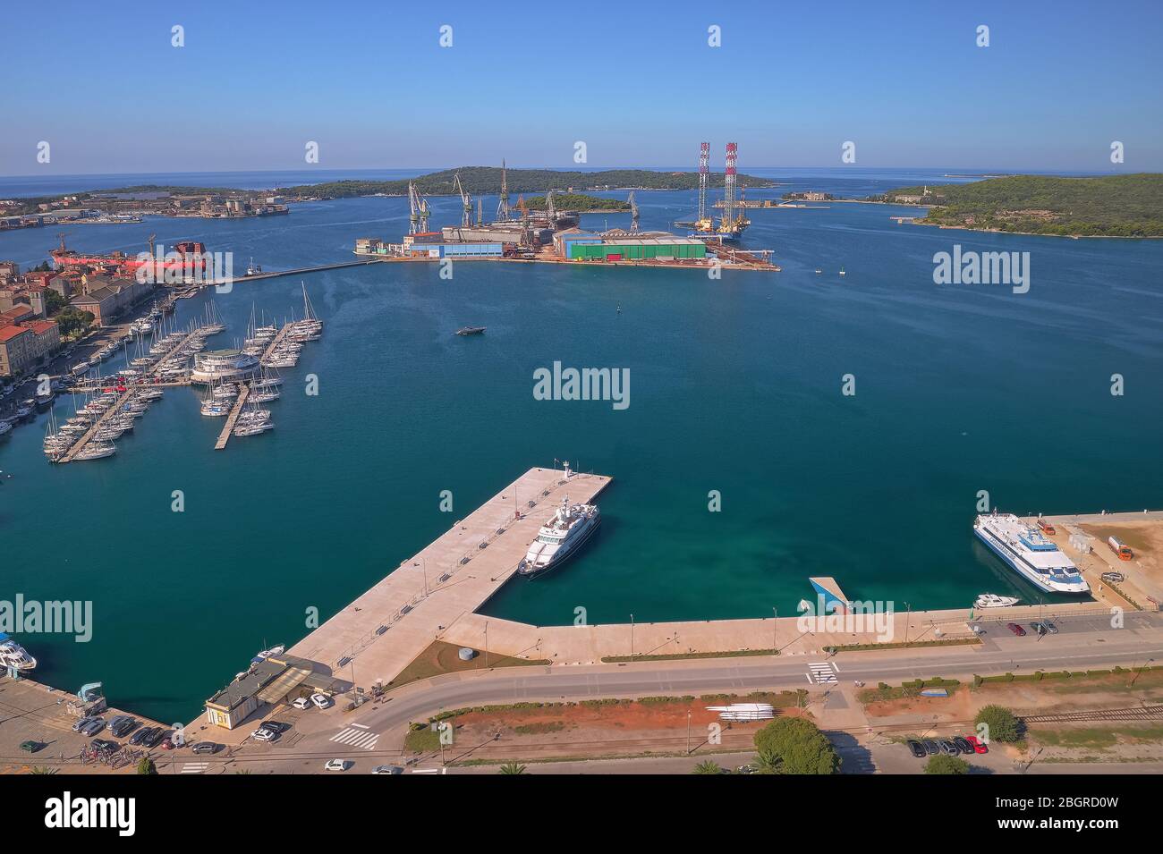 Pula panorama with old shipyard Stock Photo - Alamy