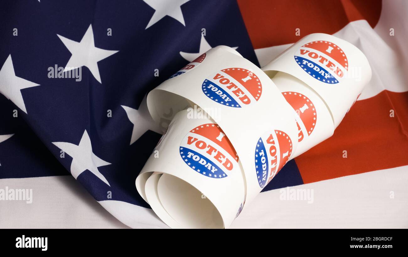 I voted today stickers with US flag at presidential elections Stock ...
