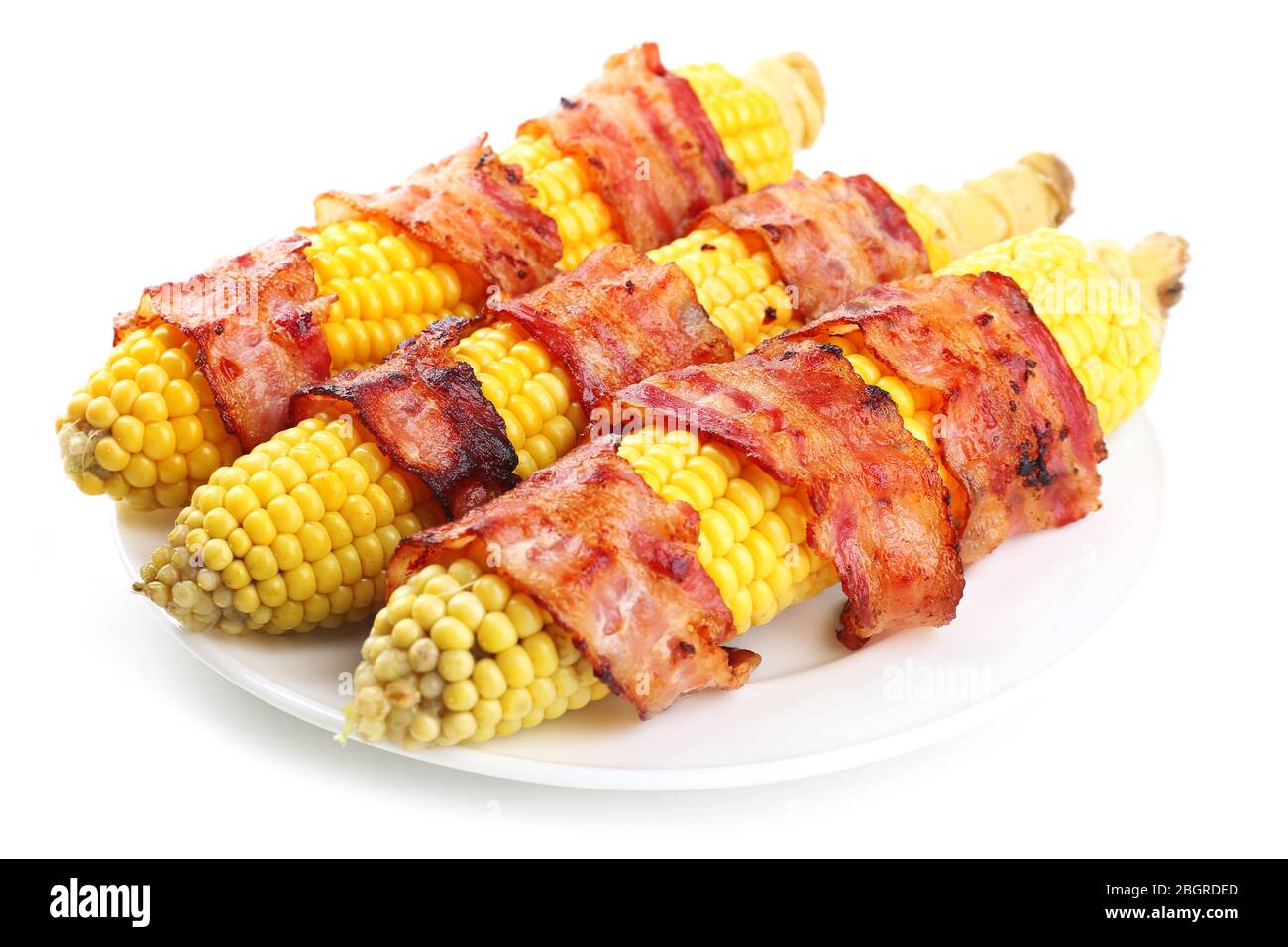 Grilled bacon wrapped corn, isolated on white Stock Photo - Alamy