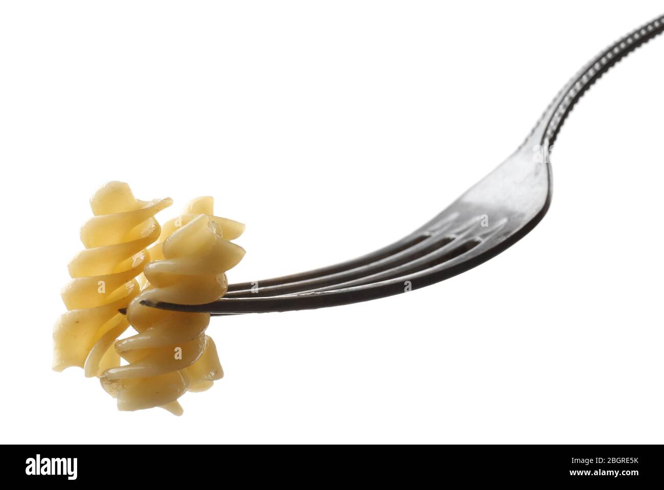 Italian pasta on fork isolated on white Stock Photo - Alamy