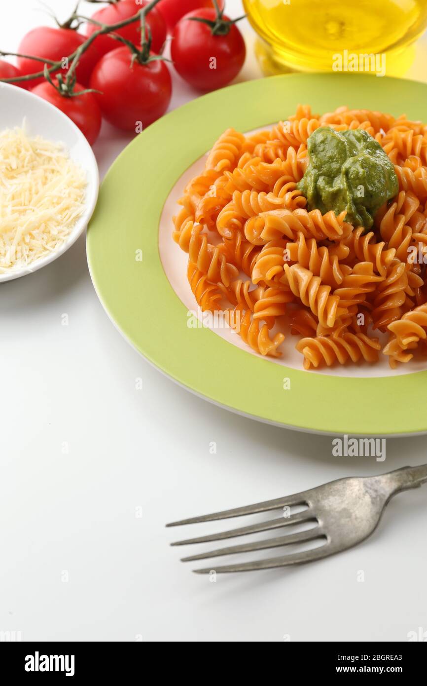 Italian pasta on table, close-up Stock Photo - Alamy