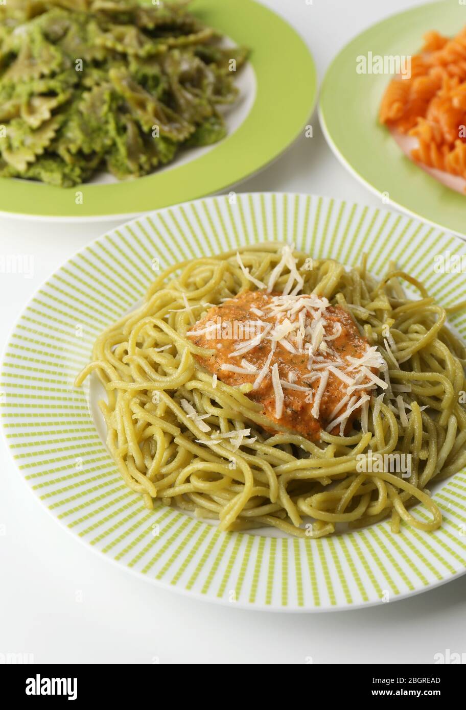 Italian pasta on table, close-up Stock Photo - Alamy