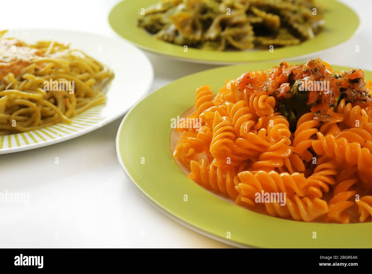 Italian pasta on table, close-up Stock Photo - Alamy