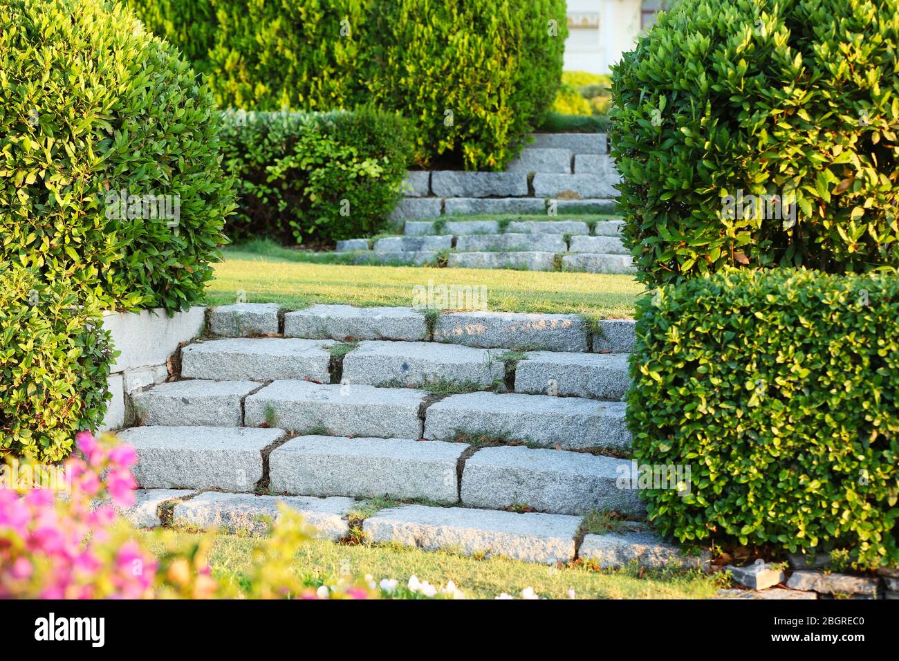 Stone steps in park Stock Photo - Alamy
