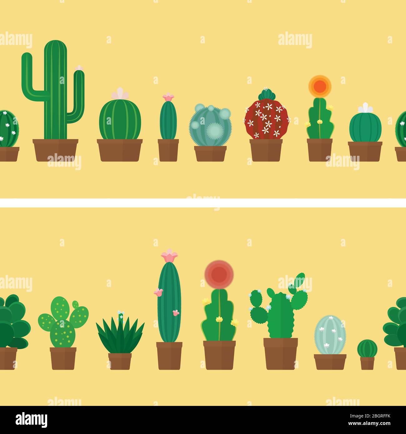Cactus two horizontal seamless backgrounds. Vector illustration Stock ...