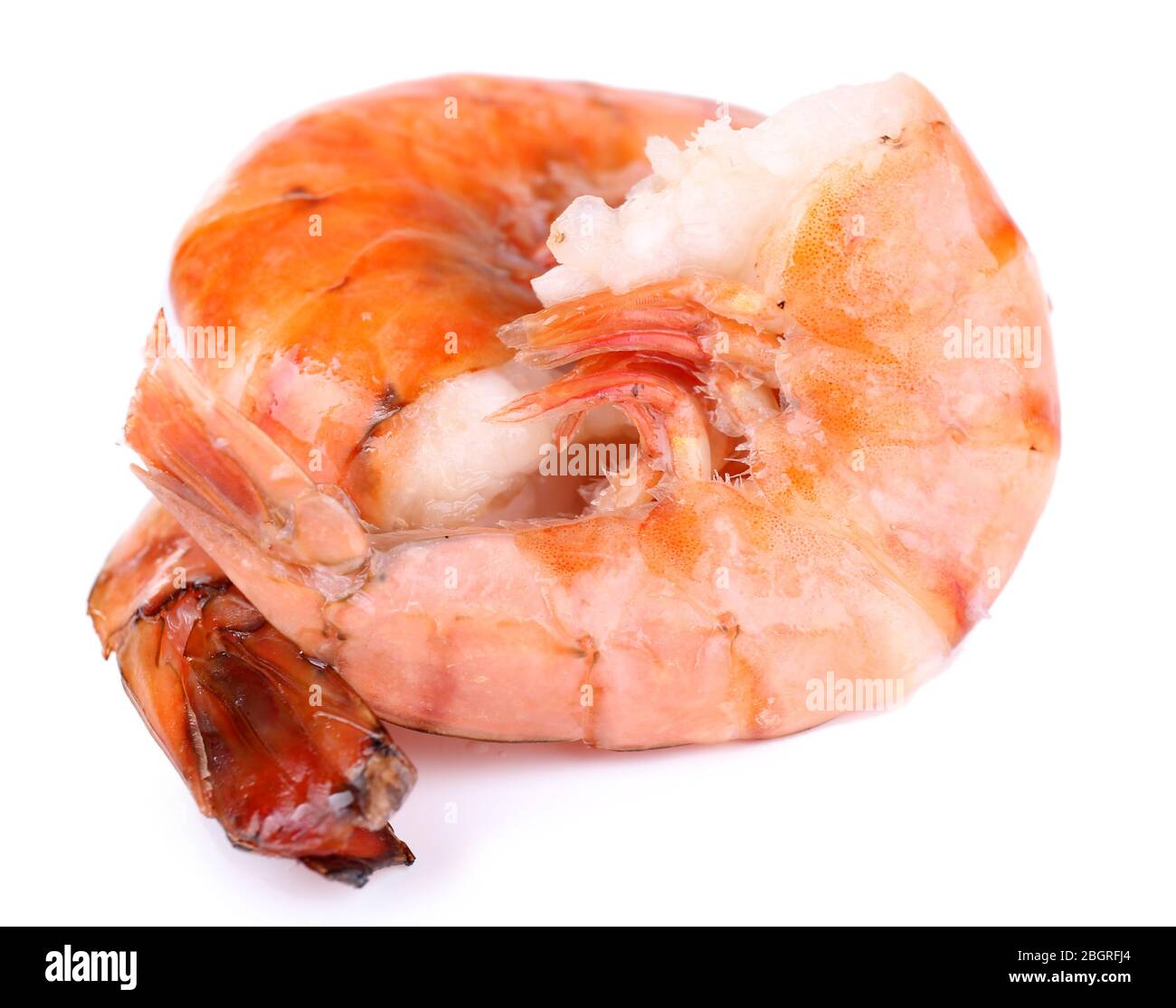 Fresh boiled prawns on white background isolated Stock Photo - Alamy
