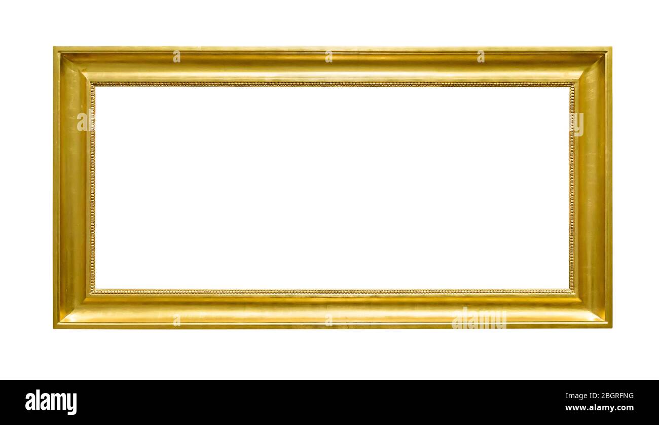 Landscape golden decorative picture frame isolated on white background ...