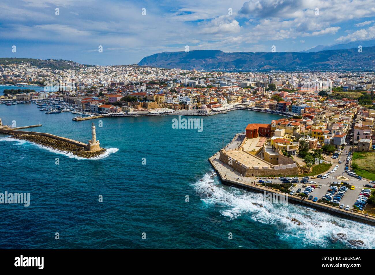 Picturesque old port of Chania. Landmarks of Crete island. Greece ...