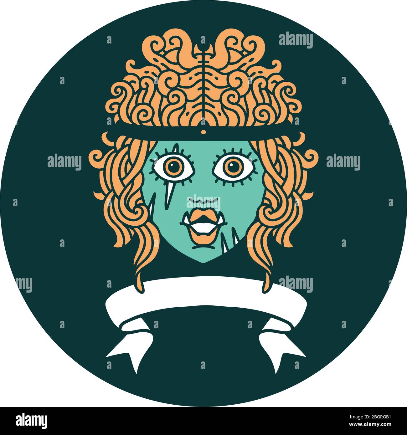 icon of orc barbarian character face with banner Stock Vector Image ...