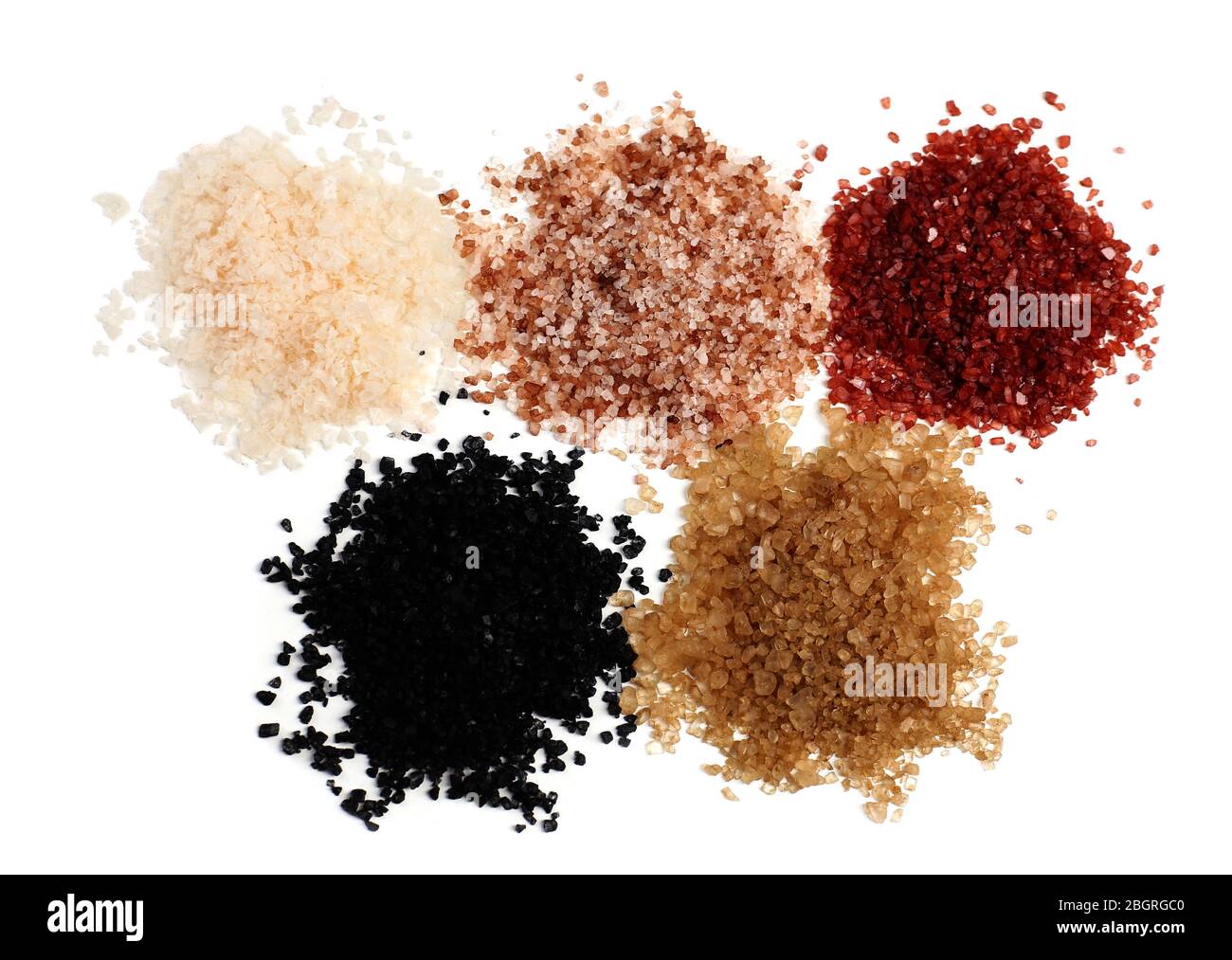 Variety of different sea salt, isolated on white Stock Photo - Alamy