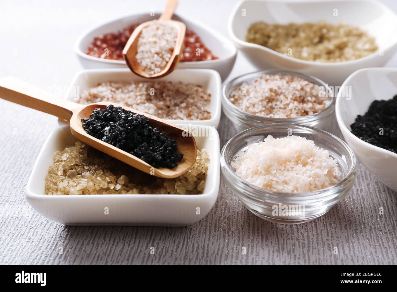 Different sea salt close up Stock Photo - Alamy
