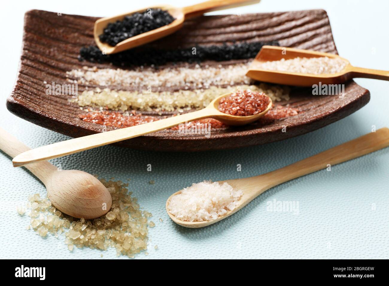 Different sea salt close up Stock Photo - Alamy