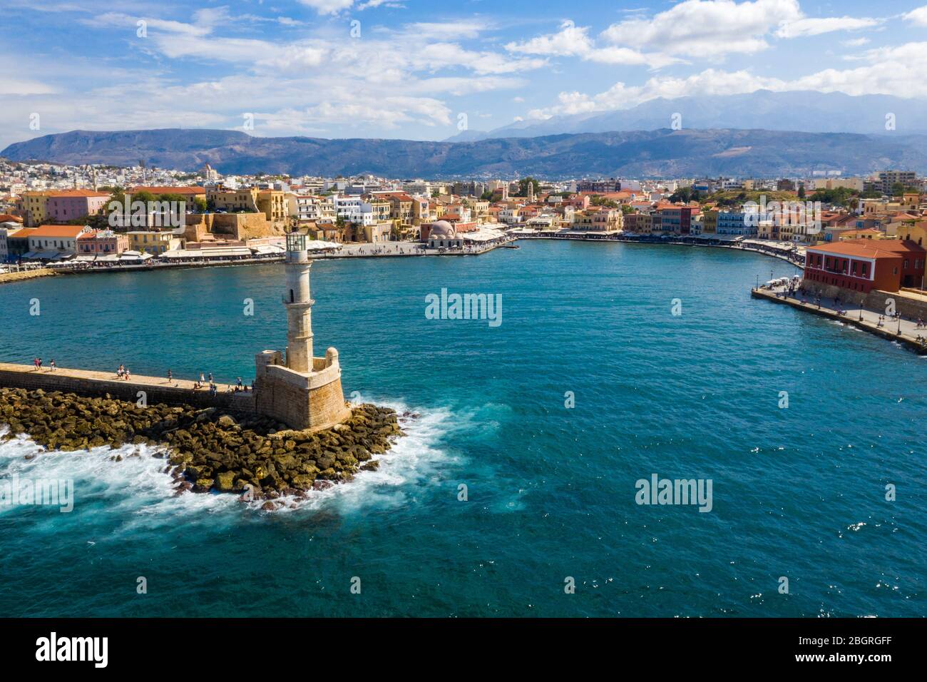 Picturesque old port of Chania. Landmarks of Crete island. Greece ...
