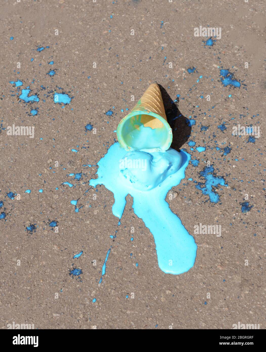 Ice cream fell on asphalt top view Stock Photo - Alamy
