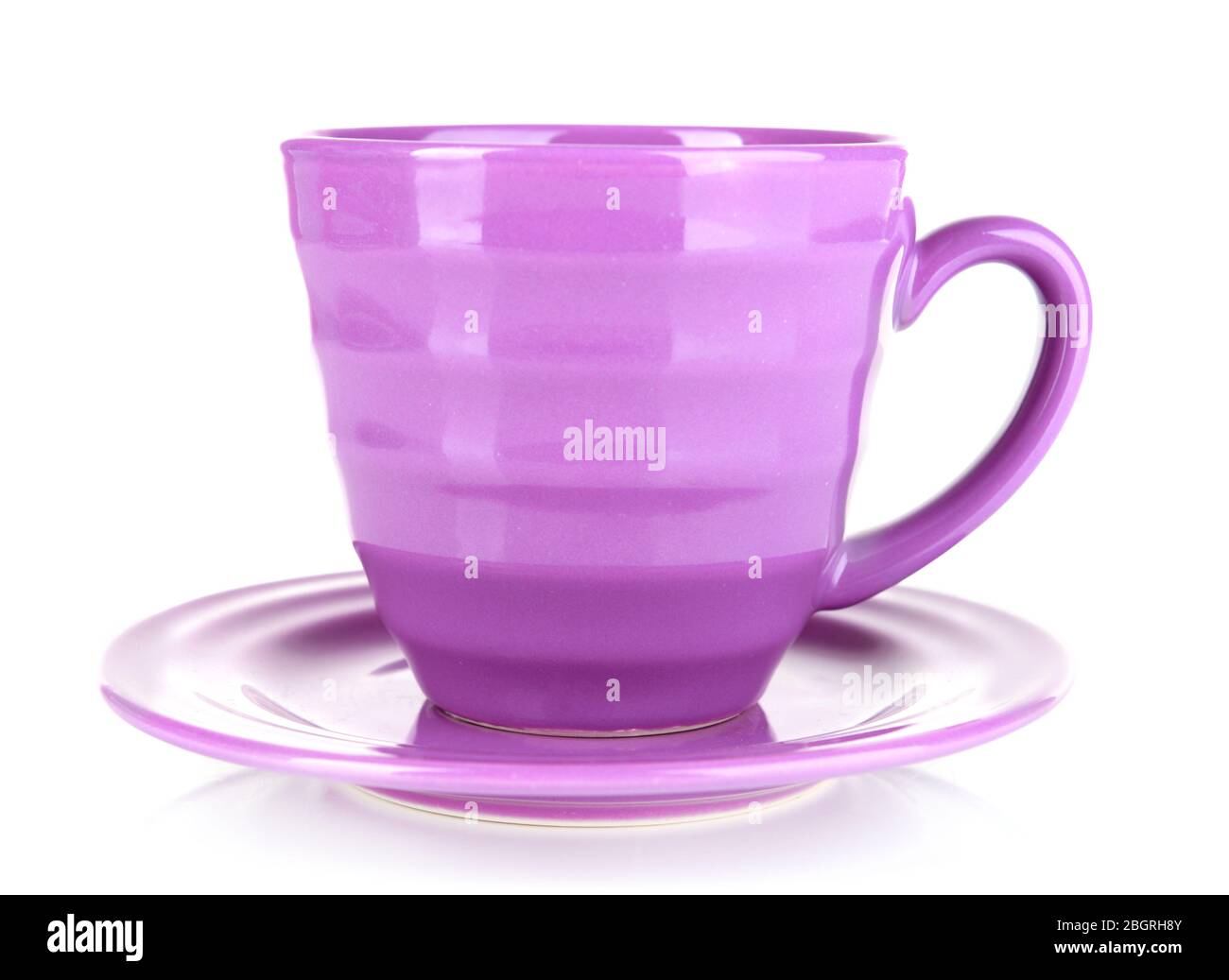 Purple cup and saucer isolated on white Stock Photo - Alamy