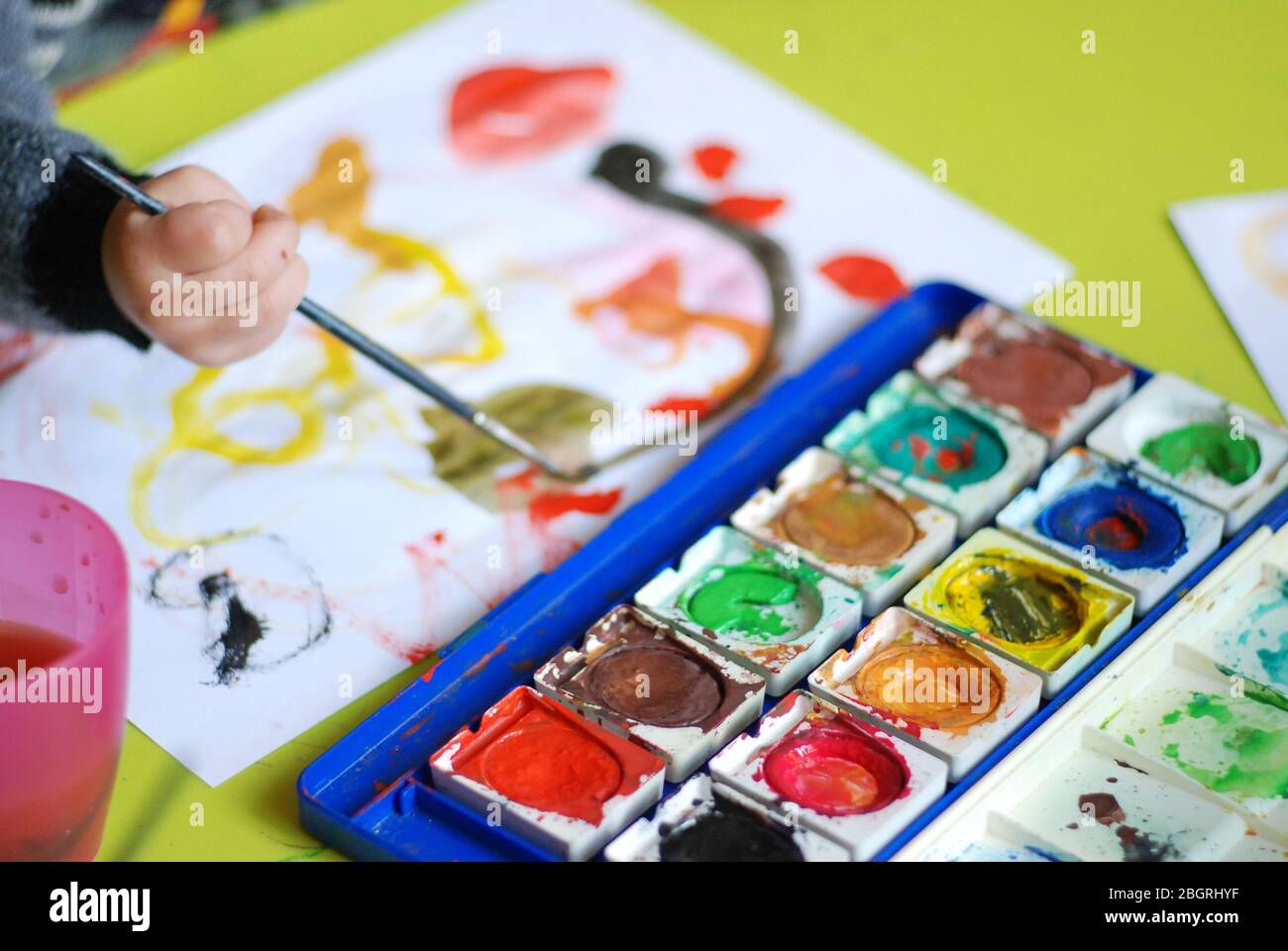 Joyful watercolor painting from a kid Stock Photo - Alamy