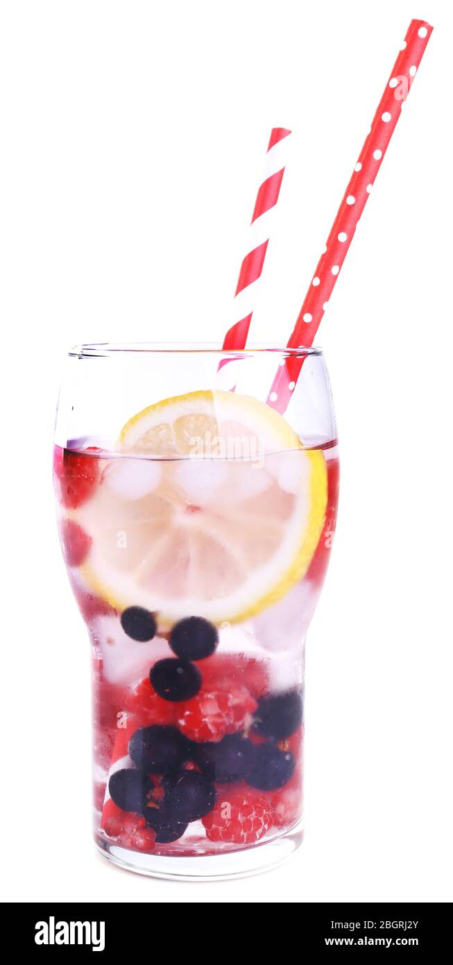 Glass of berry cocktail on white background isolated Stock Photo - Alamy
