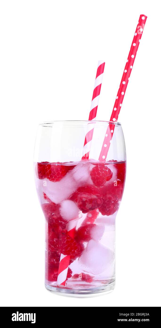 Glass of berry cocktail on white background isolated Stock Photo - Alamy