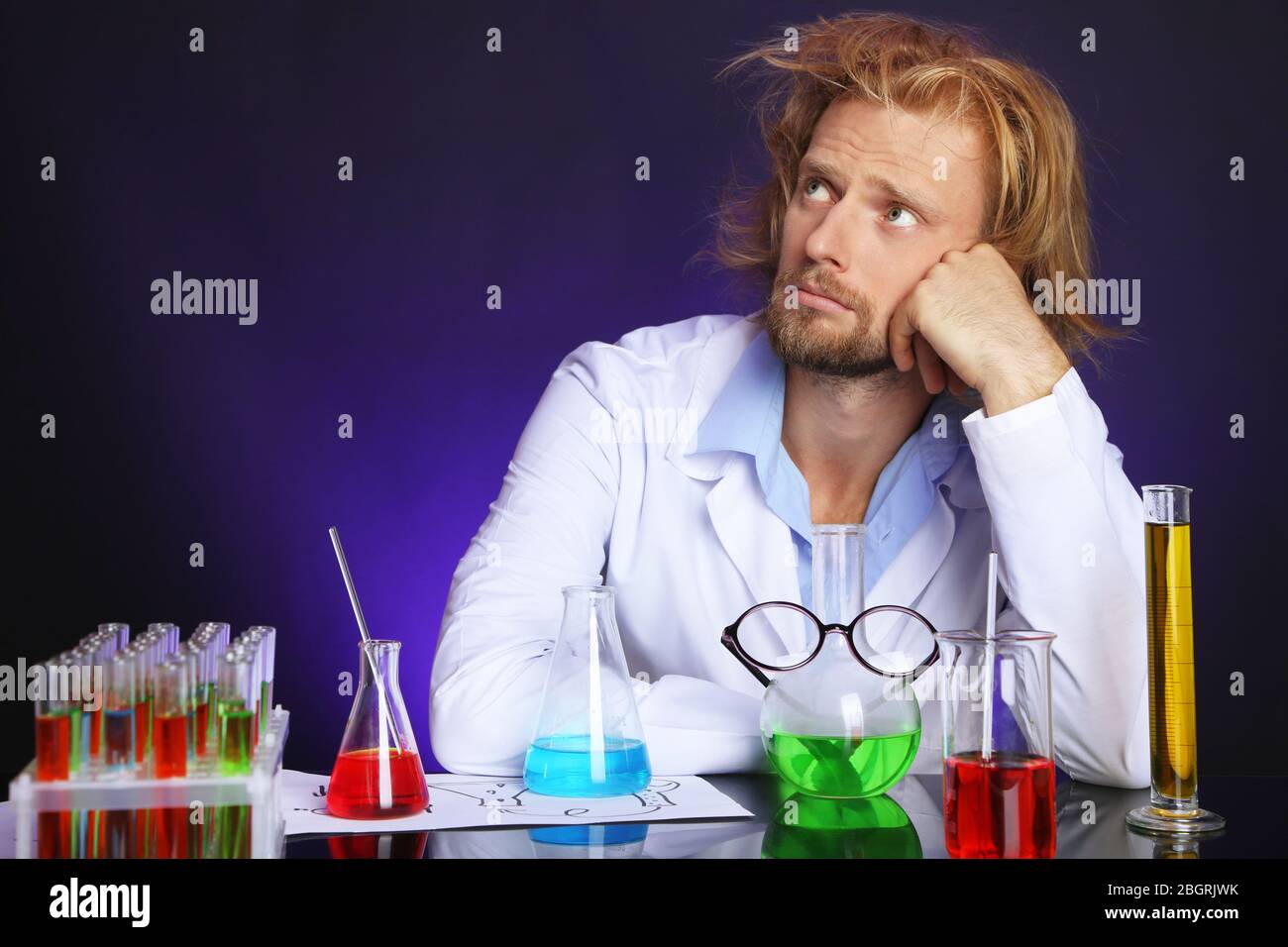 Crazy scientist working in laboratory Stock Photo - Alamy