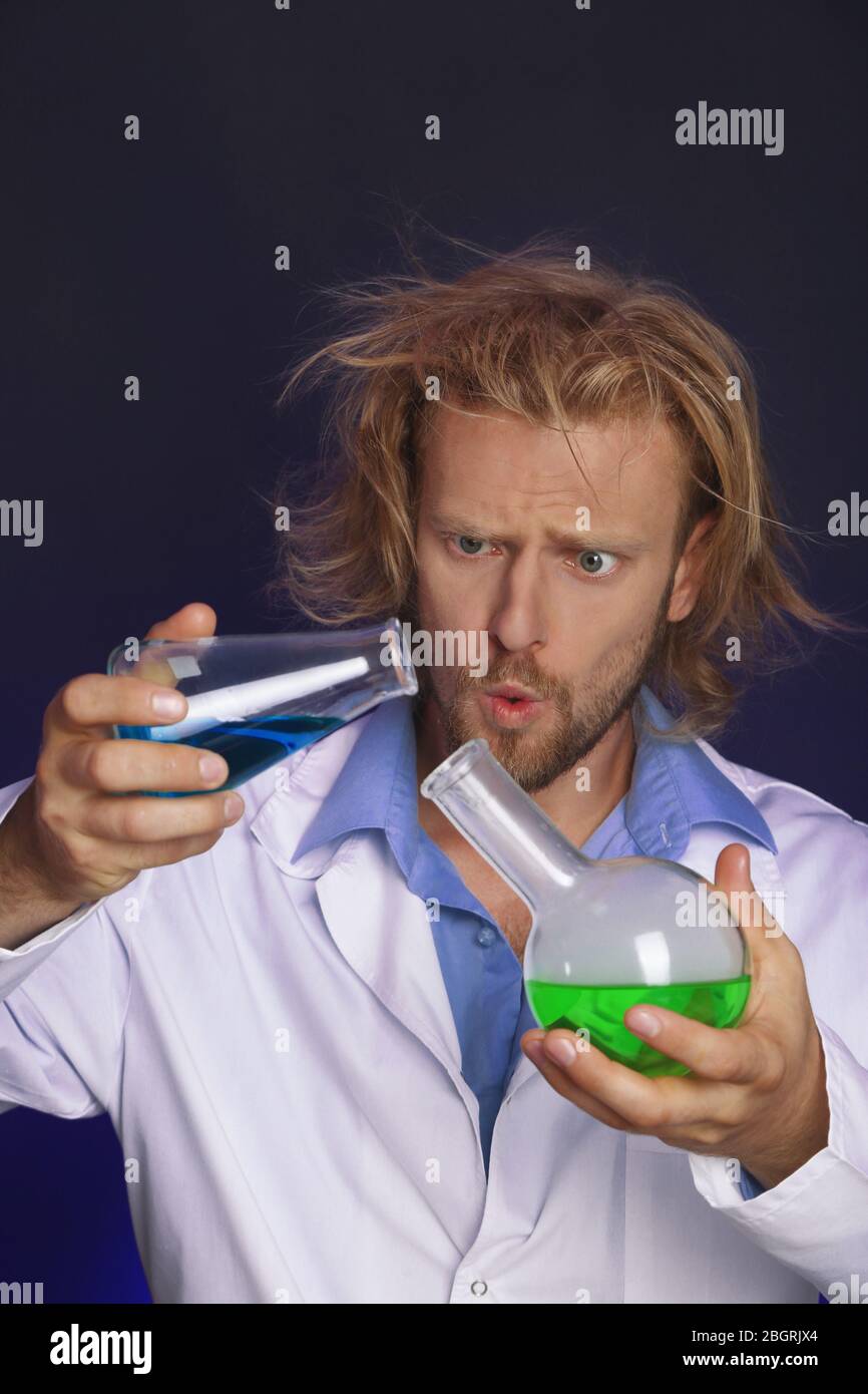 Funny male chemist working in the lab hi-res stock photography and ...