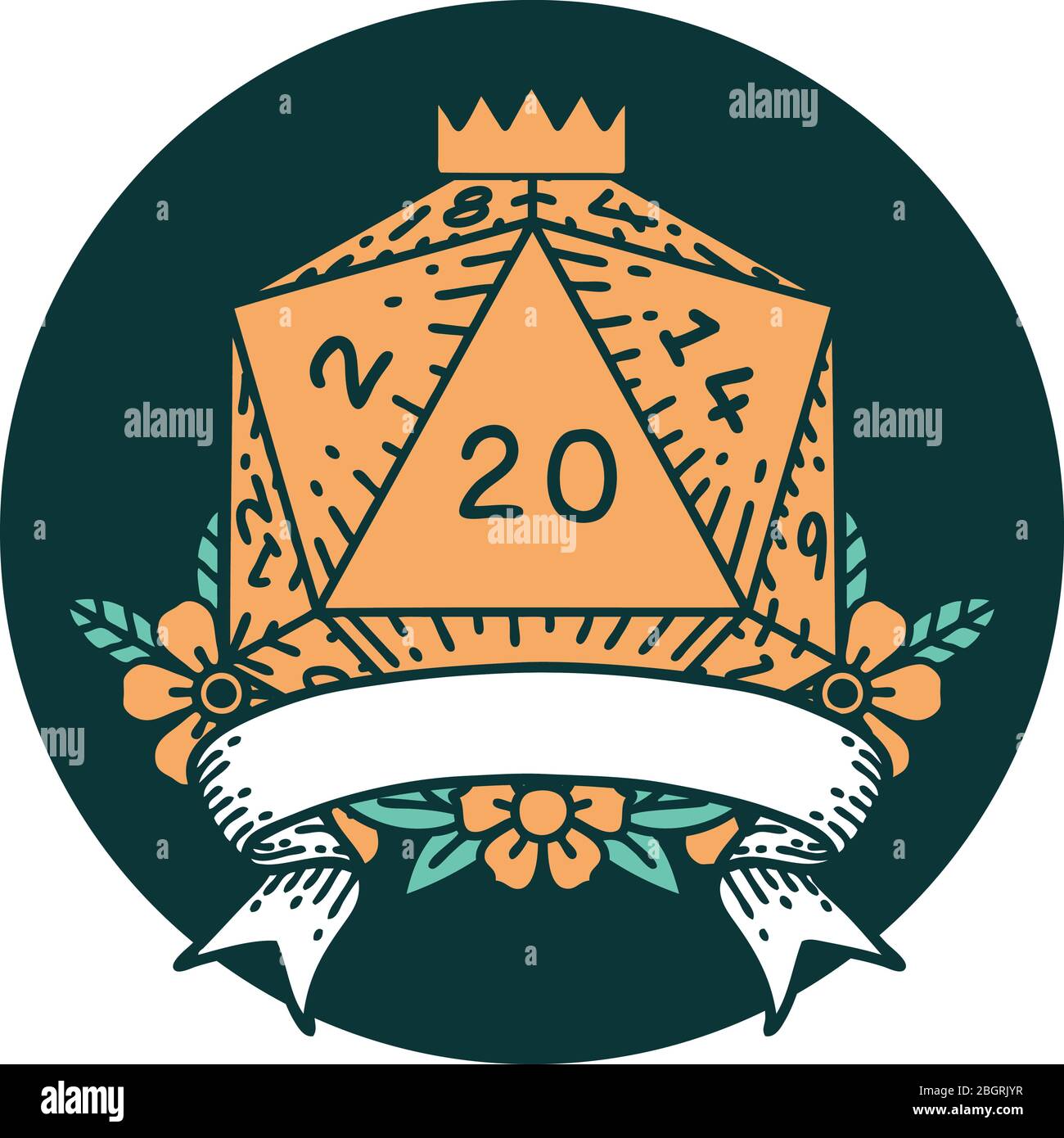 icon of natural 20 critical hit D20 dice roll Stock Vector Image & Art ...