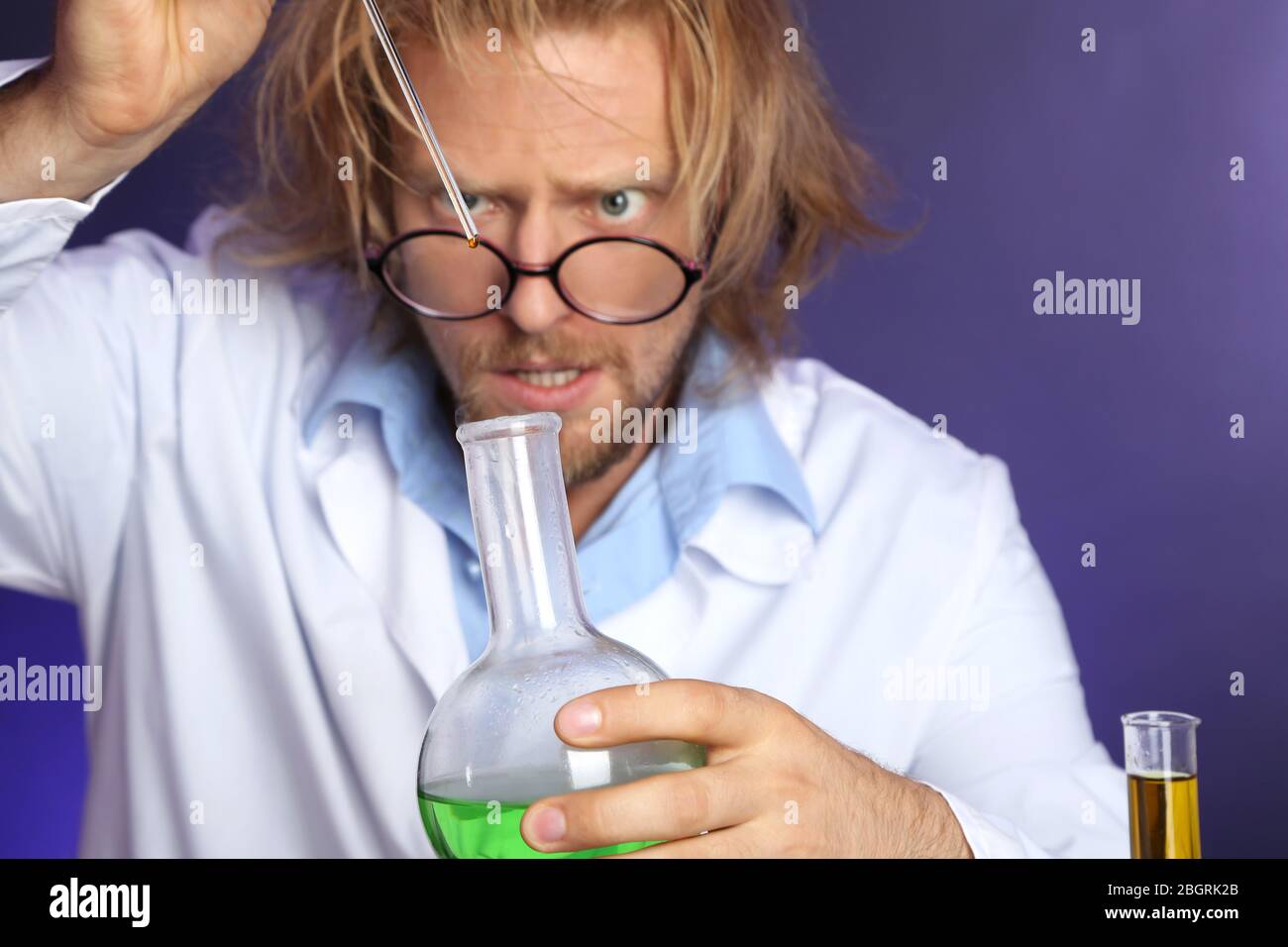Crazy scientist working in laboratory Stock Photo - Alamy