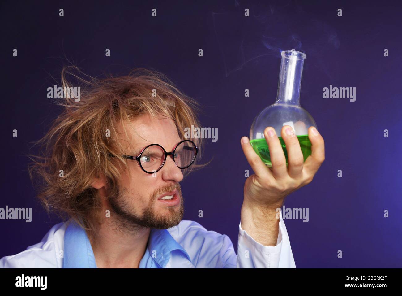 Crazy scientist working in laboratory Stock Photo - Alamy