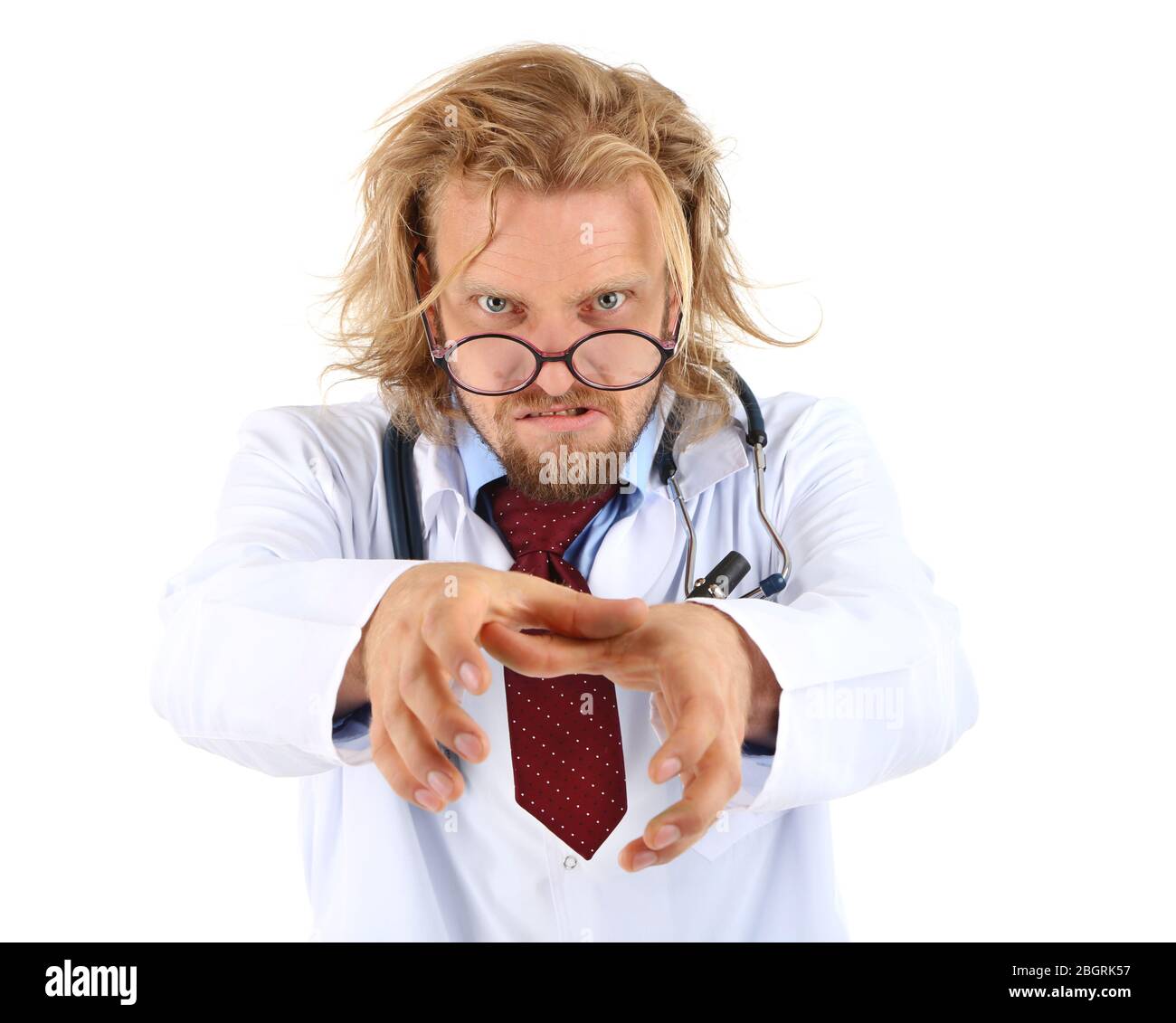 Funny doctor isolated on white Stock Photo - Alamy