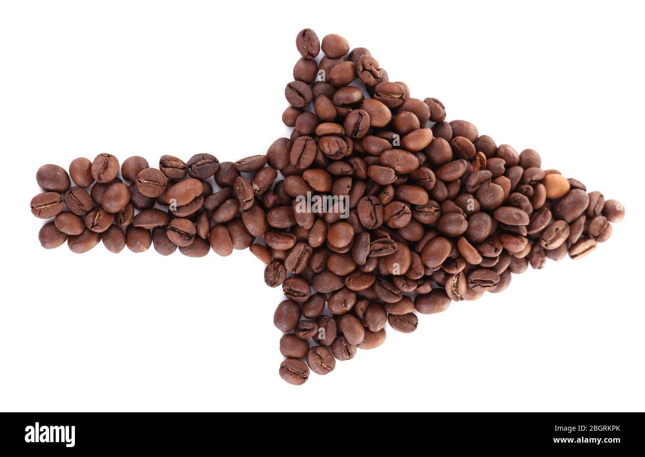 Arrow coffee beans isolated on white Stock Photo - Alamy