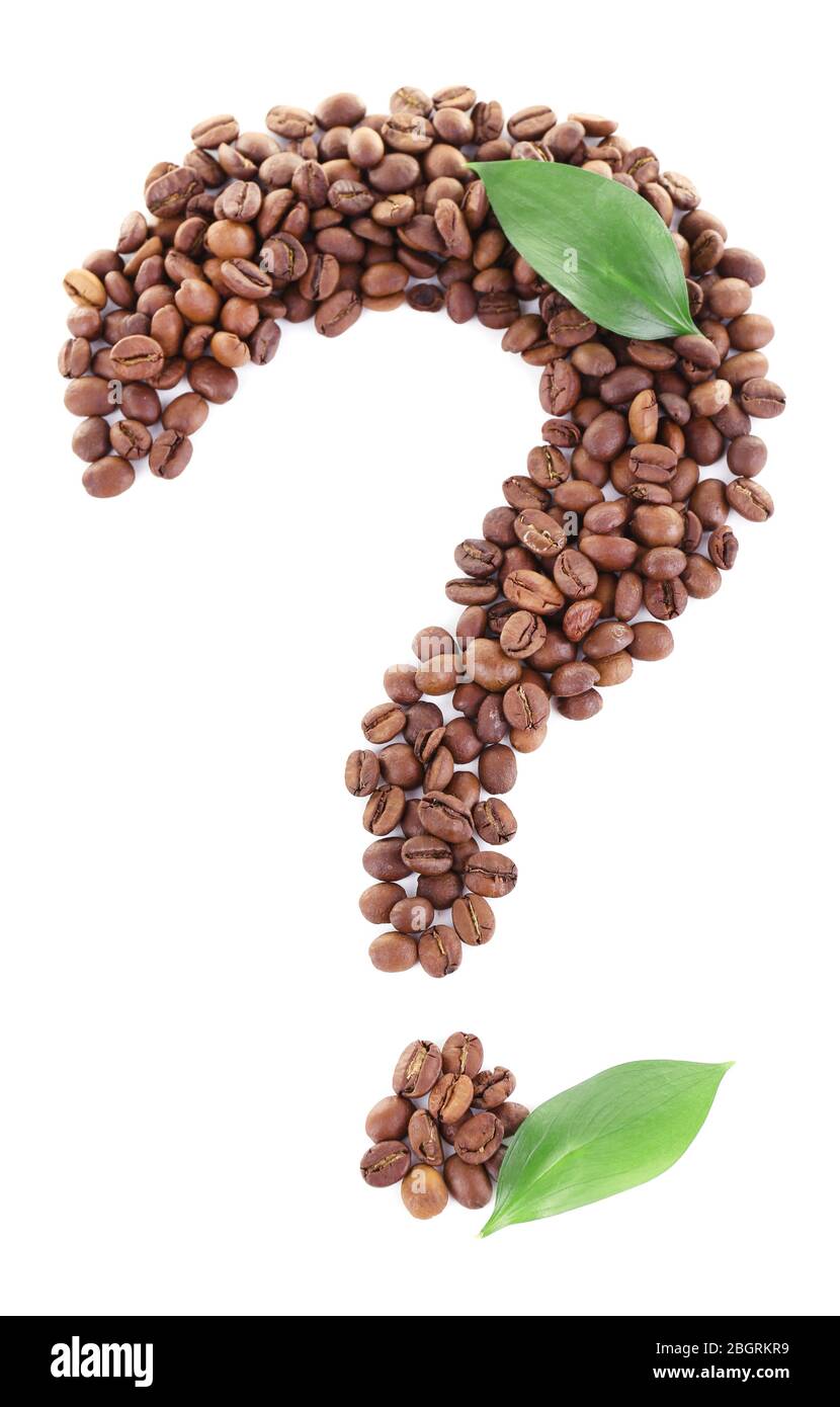 Question mark shaped coffee beans isolated on white Stock Photo - Alamy