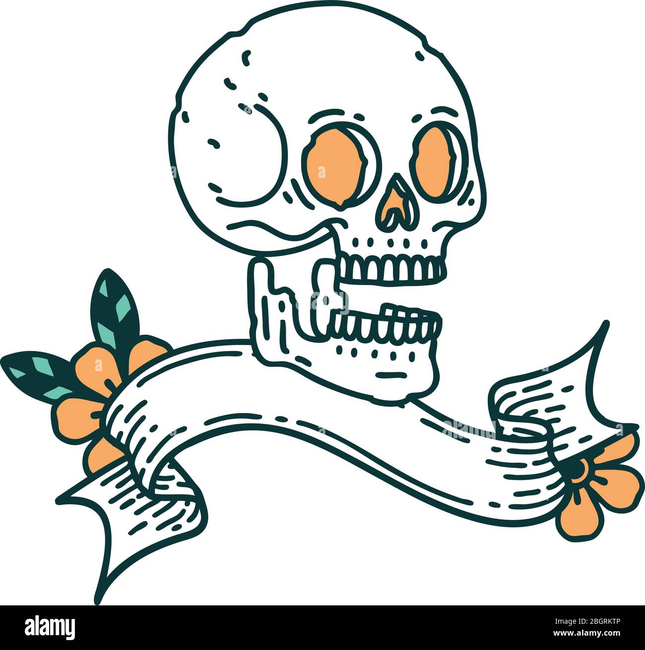 traditional tattoo with banner of a skull Stock Vector Image & Art - Alamy