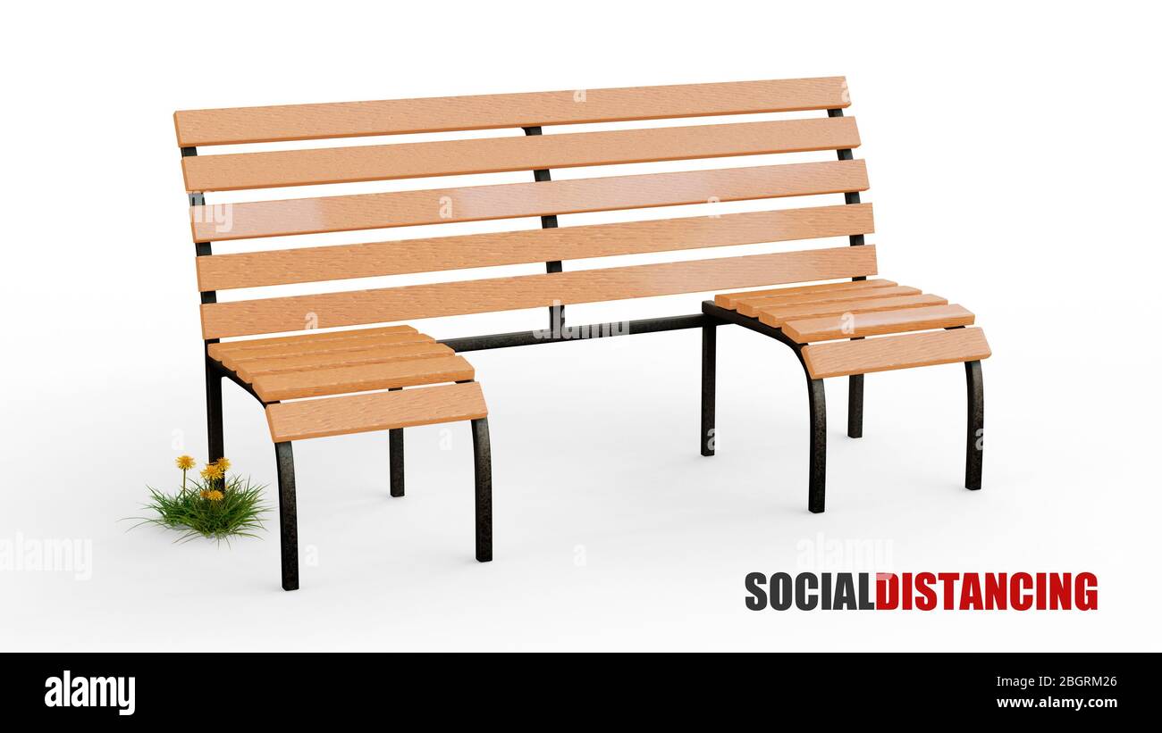 Concept, design of social distancing bench. 3d image Stock Photo - Alamy