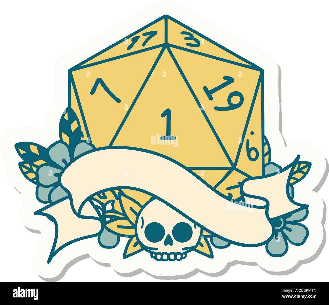 sticker of a natural one d20 dice roll Stock Vector Image & Art - Alamy