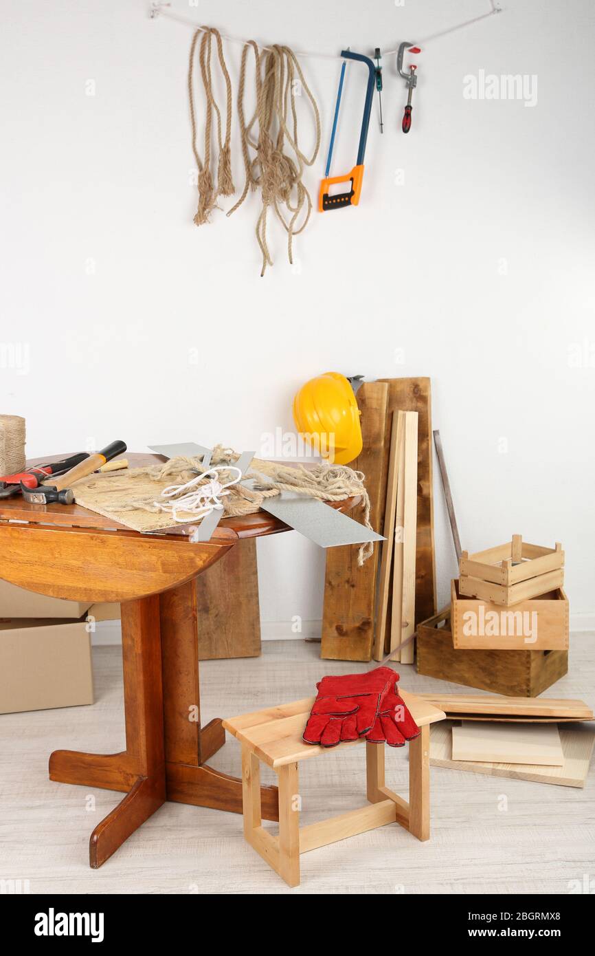 Working tools in workshop Stock Photo - Alamy