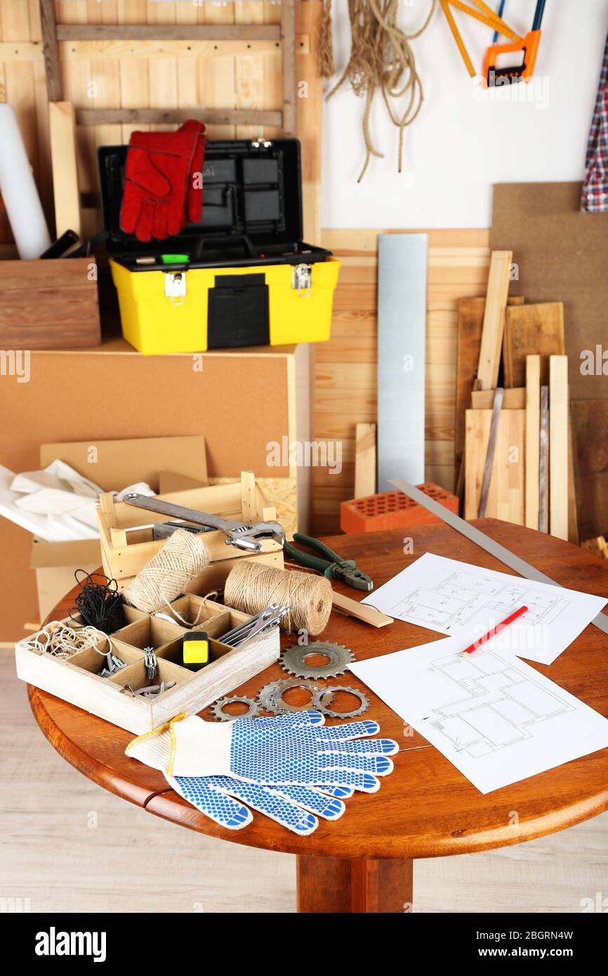 Working tools in workshop Stock Photo - Alamy
