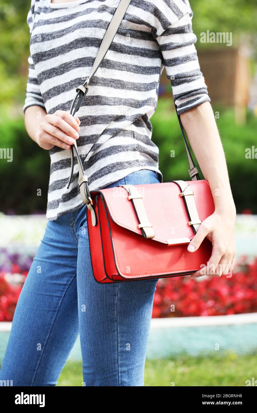 Red shoulder strap hi-res stock photography and images - Alamy